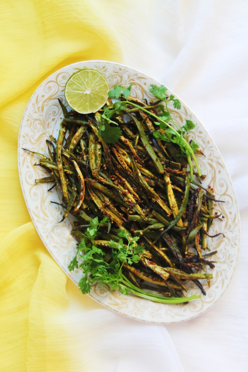 Baked Bhindi Fry (Okra Fry) - Living Smart And Healthy