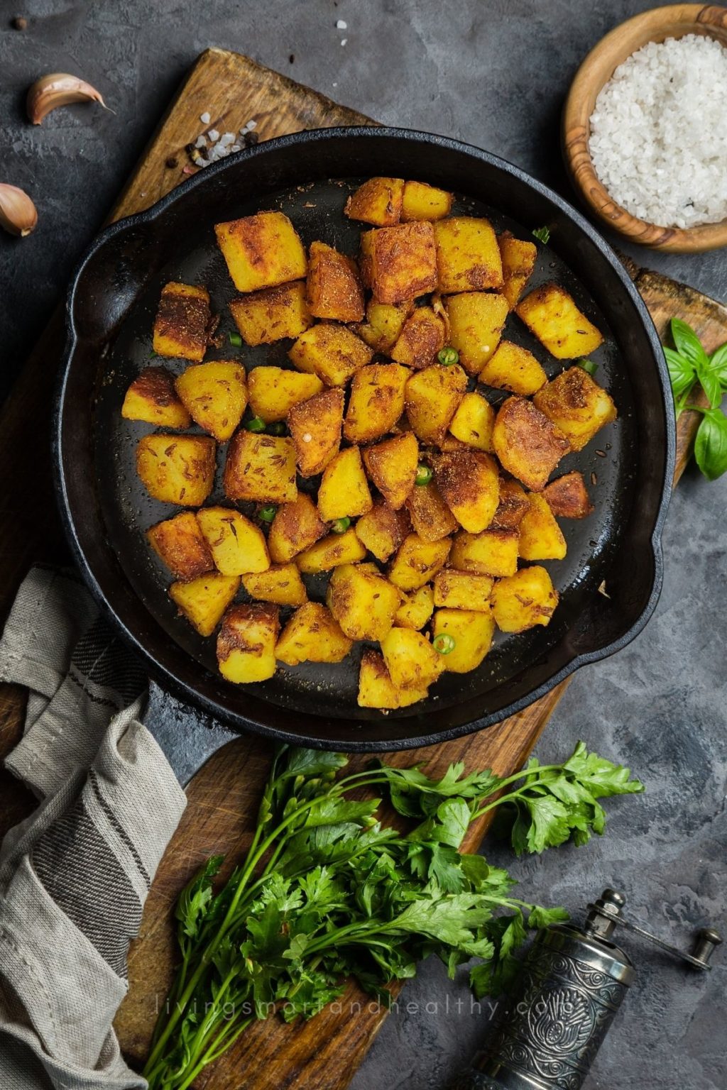 Easy Jeera Aloo Recipe [Indian Cumin Potatoes] - Living Smart And Healthy