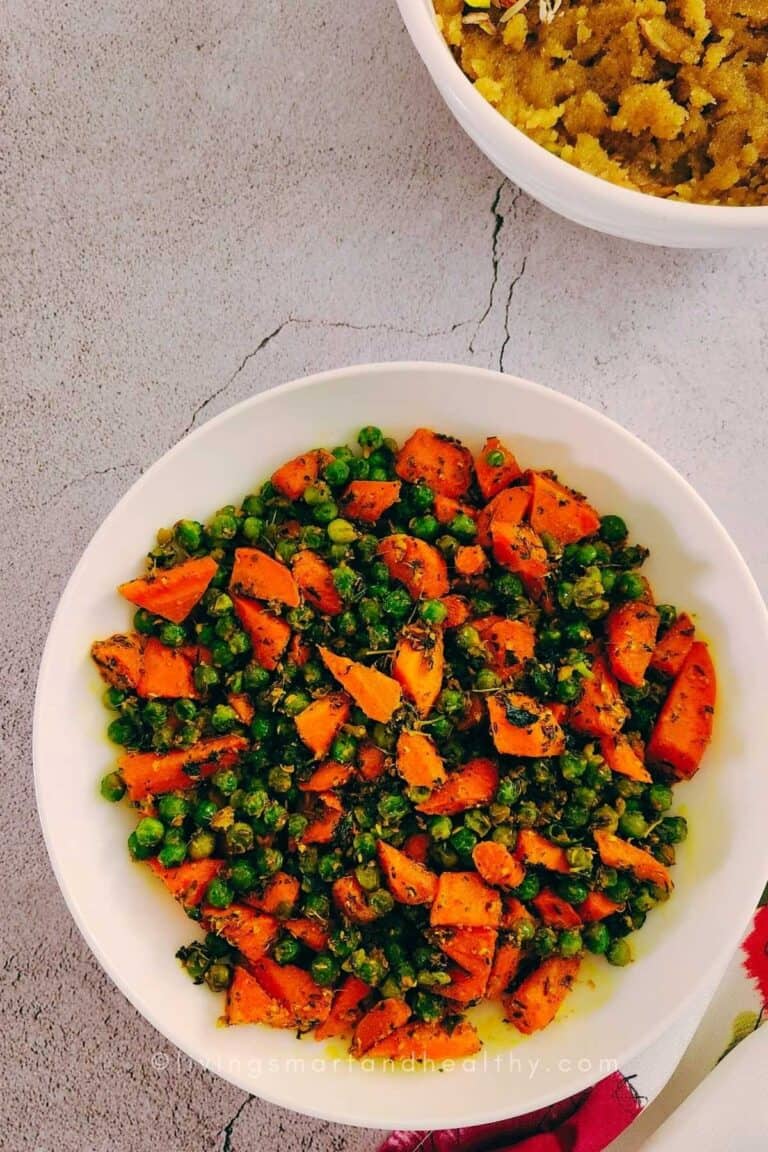 Gajar Matar Ki Sabji | Indian Carrots and Peas - Living Smart And Healthy