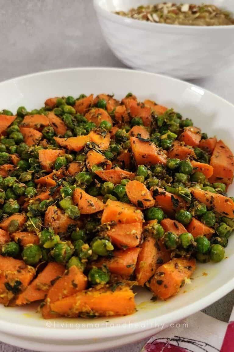 Gajar Matar Ki Sabji | Indian Carrots and Peas - Living Smart And Healthy