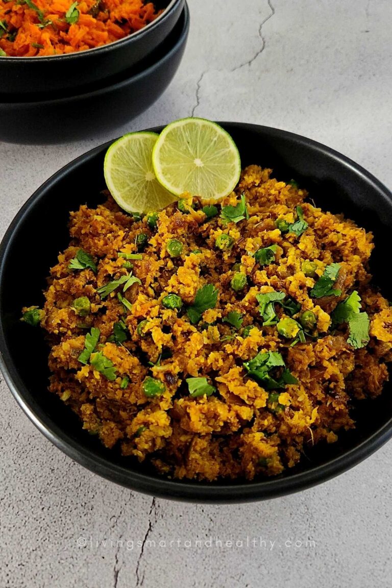 Gobi Keema Matar | Cauliflower Mince Peas Curry - Living Smart And Healthy