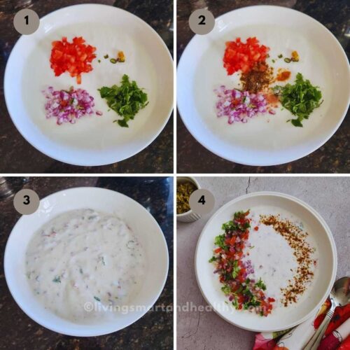 Easy Onion Tomato Raita | Raita For Biryani - Living Smart And Healthy