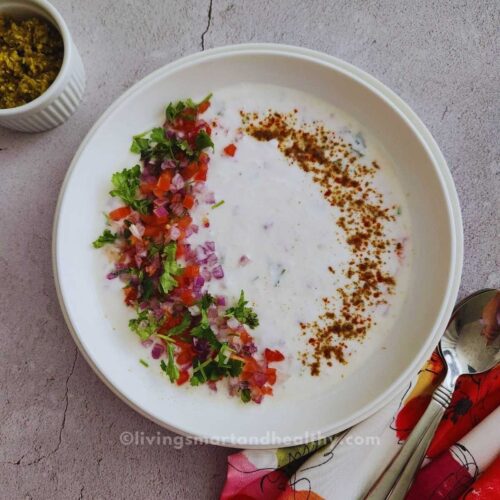 Easy Onion Tomato Raita | Raita For Biryani - Living Smart And Healthy