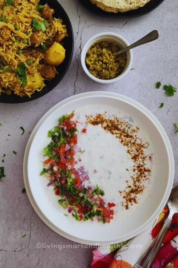 Easy Onion Tomato Raita | Raita For Biryani - Living Smart And Healthy