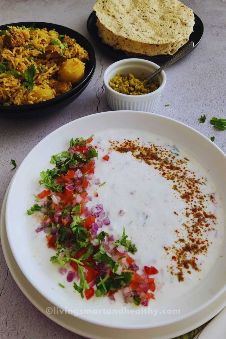 Easy Onion Tomato Raita | Raita For Biryani - Living Smart And Healthy