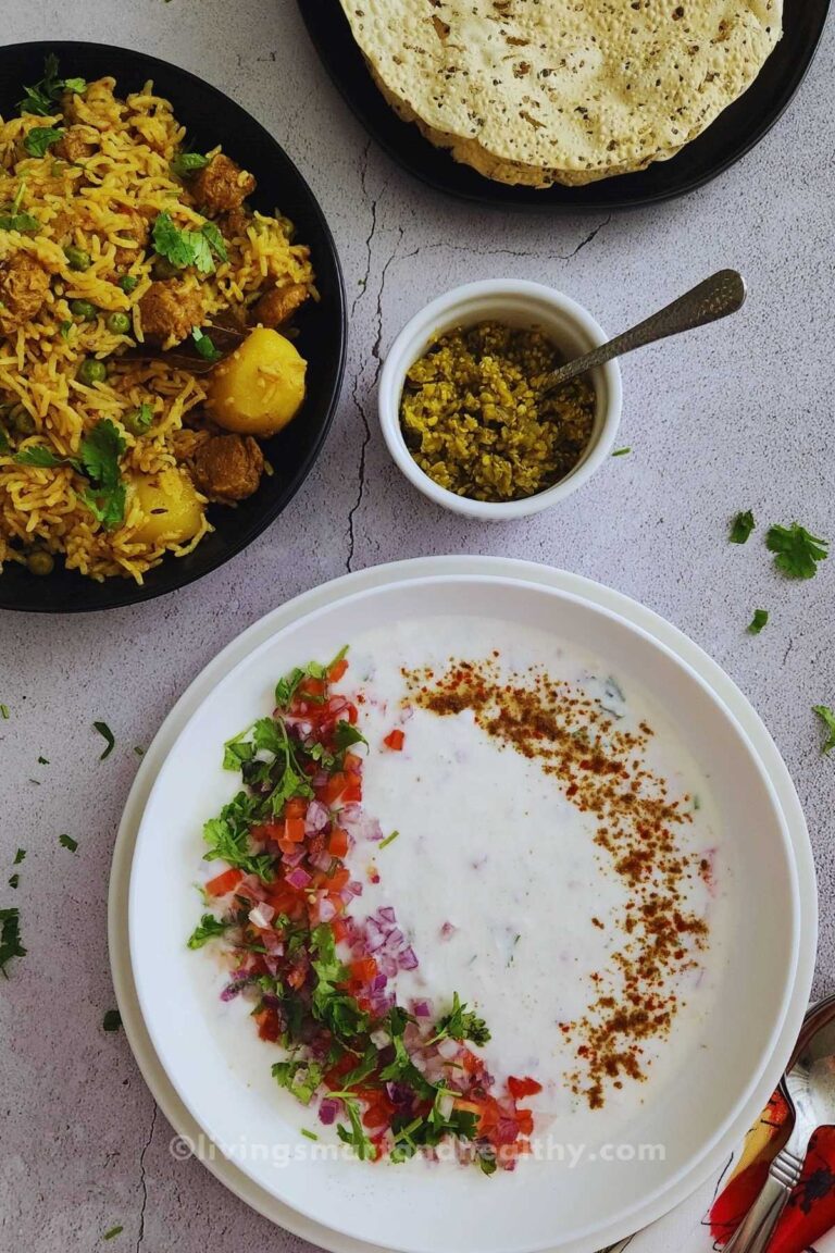 Easy Onion Tomato Raita | Raita For Biryani - Living Smart And Healthy