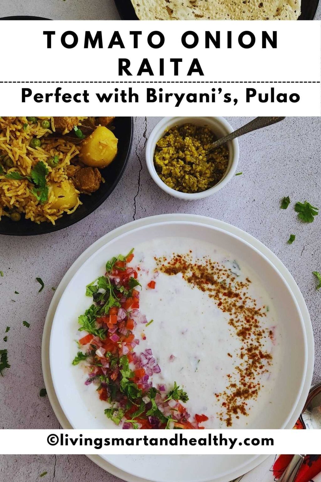 Easy Onion Tomato Raita | Raita For Biryani - Living Smart And Healthy