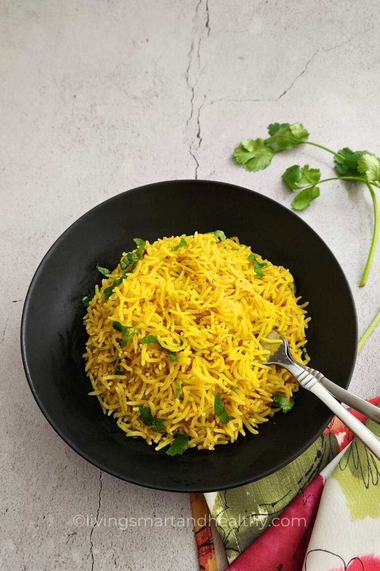 Turmeric Rice Recipe | Indian Yellow Rice - Living Smart And Healthy