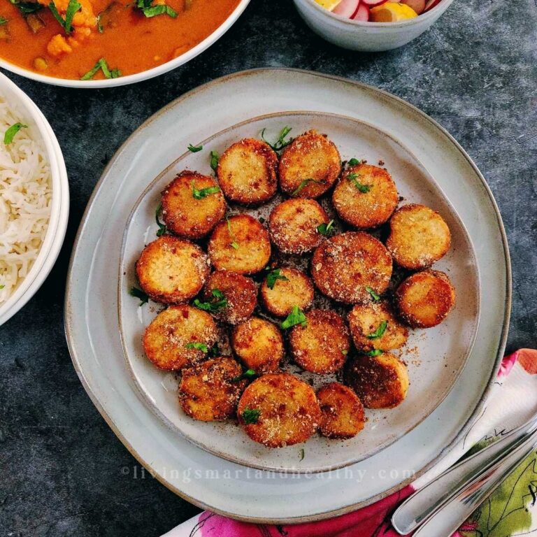 Crispy Arbi Tuk | Smashed Taro Root - Living Smart And Healthy