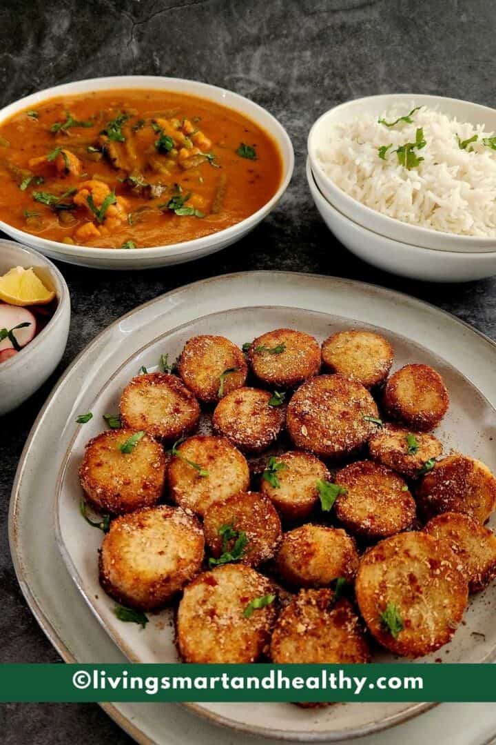Crispy Arbi Tuk | Smashed Taro Root - Living Smart And Healthy
