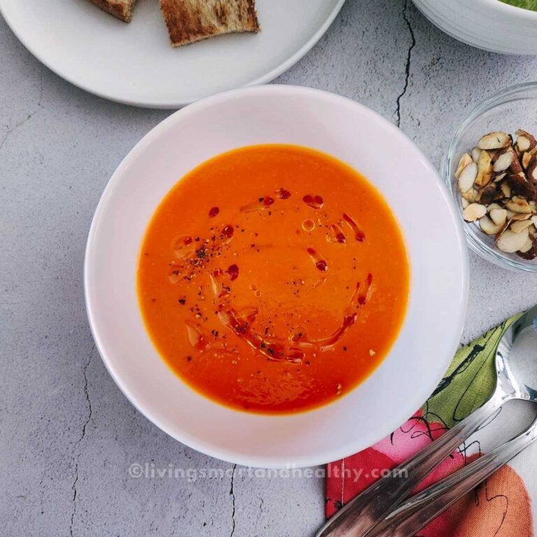 Roasted Red Pepper Tomato Soup with fresh Tomatoes - Living Smart And ...